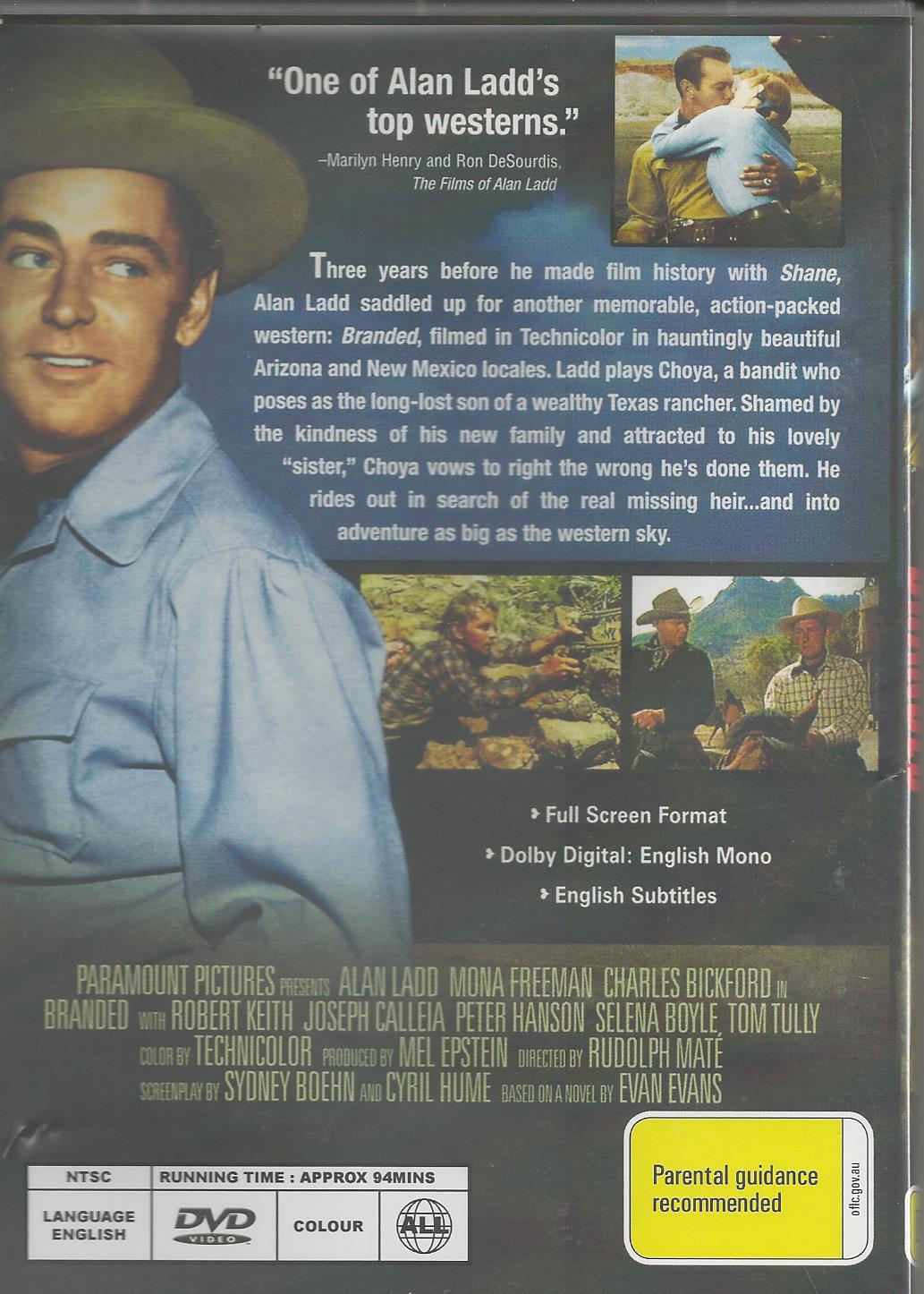 BRANDED - ALAN LADD ALL REGION DVD